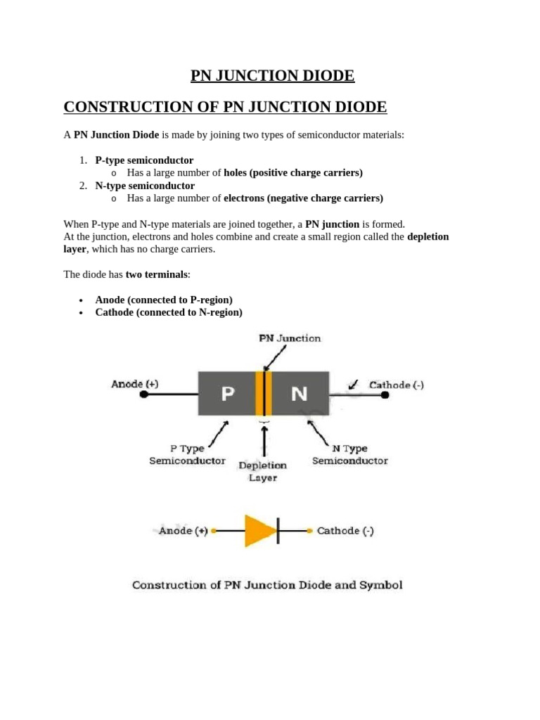 Construction of PN Junction Diode & Zener diode | PDF | P–N Junction ...