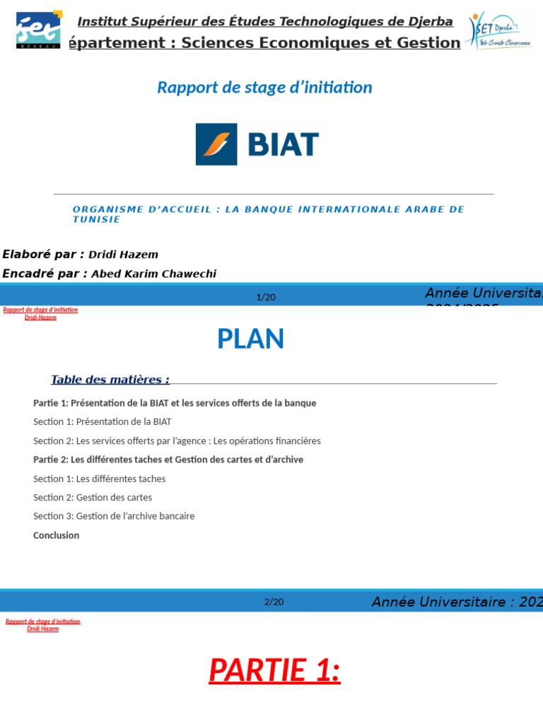 Rapport de stage à la BIAT 2024/2025 | PDF | Banques | Chèque