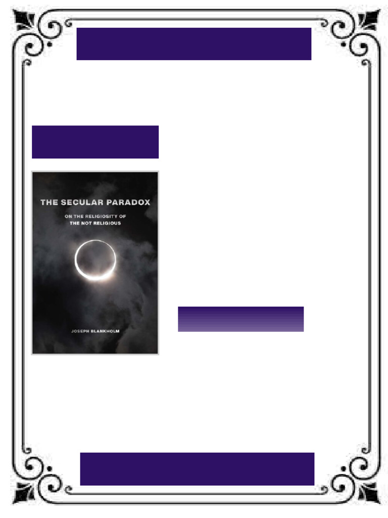 The Secular Paradox: On the Religiosity of the Not Religious Joseph ...