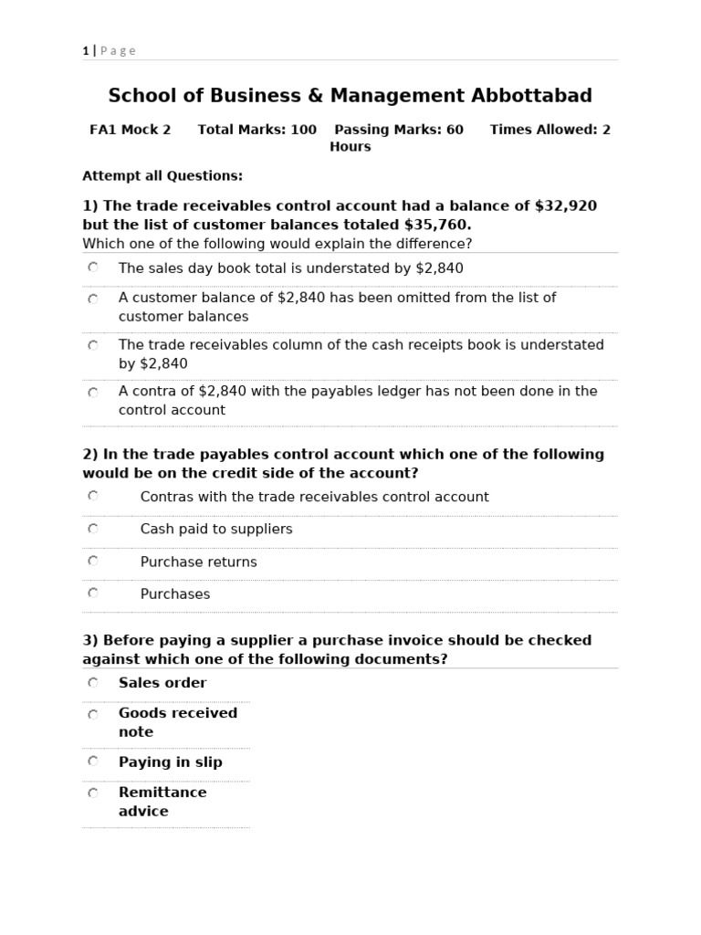 FA1 Mock 2 Purchased | PDF | Debits And Credits | Accounts Payable