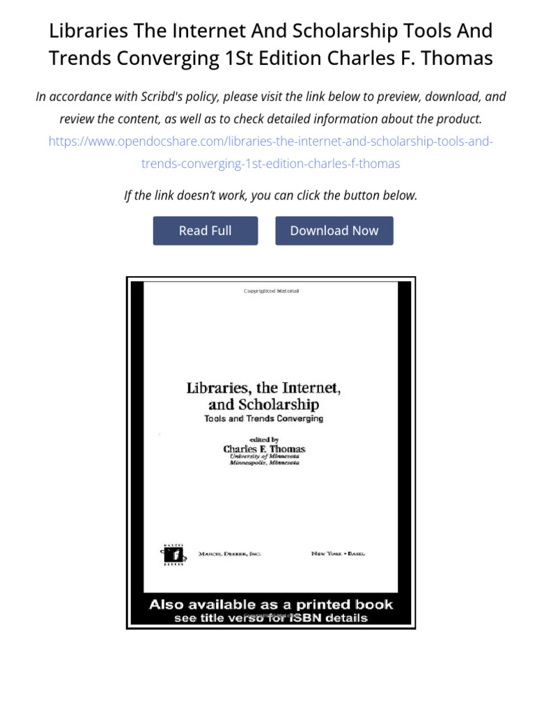 Libraries the Internet and Scholarship Tools and Trends Converging 1st ...