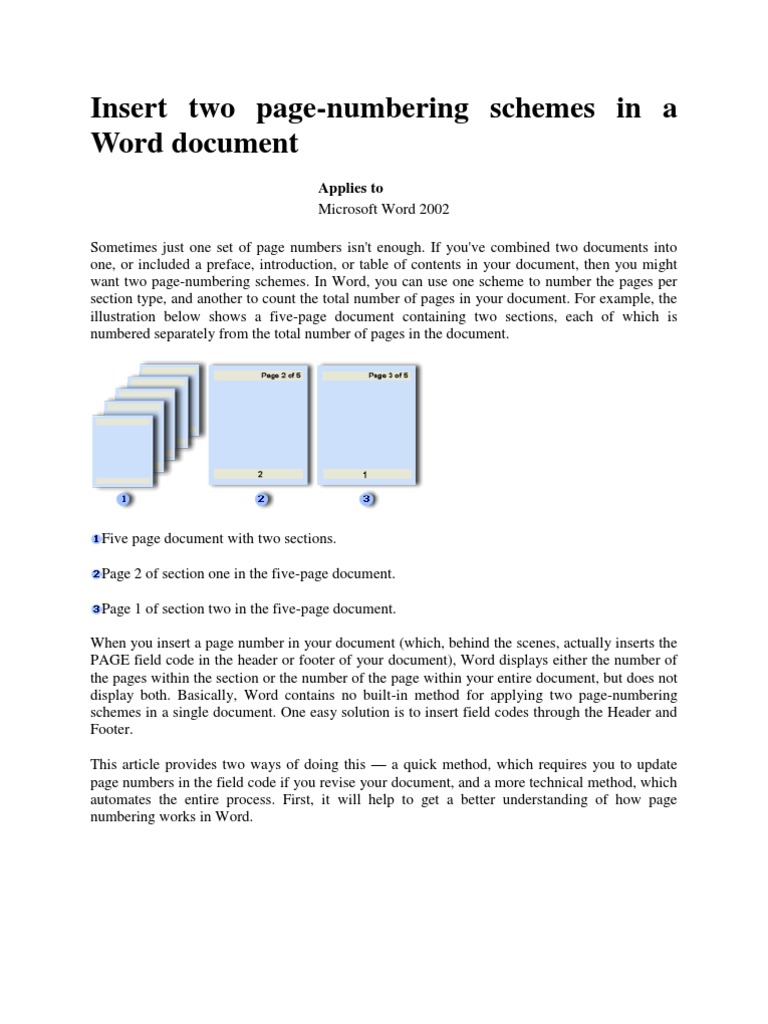 Insert Two Page-Numbering Schemes in A Word Document | Microsoft Word ...