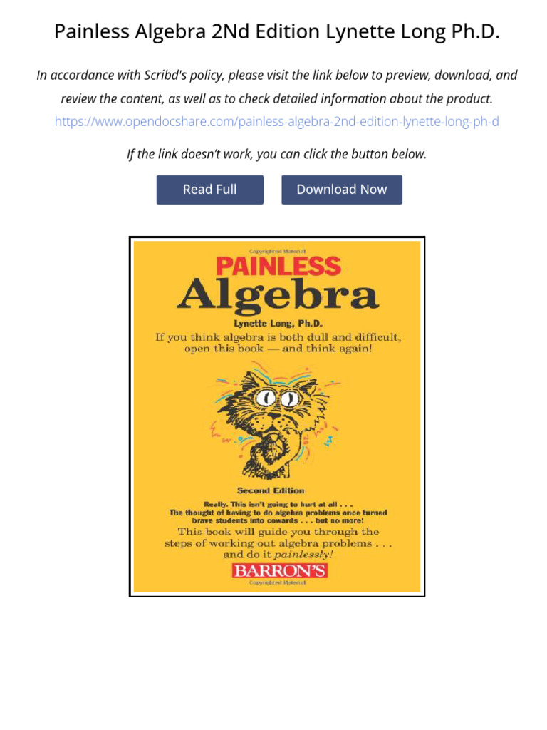 Painless Algebra 2nd Edition Lynette Long Ph.D. | PDF | Equations ...