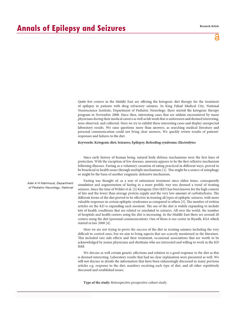 Rare Side Effects of the Ketogenic Diet a Tertiary Hospital 7809 | PDF ...