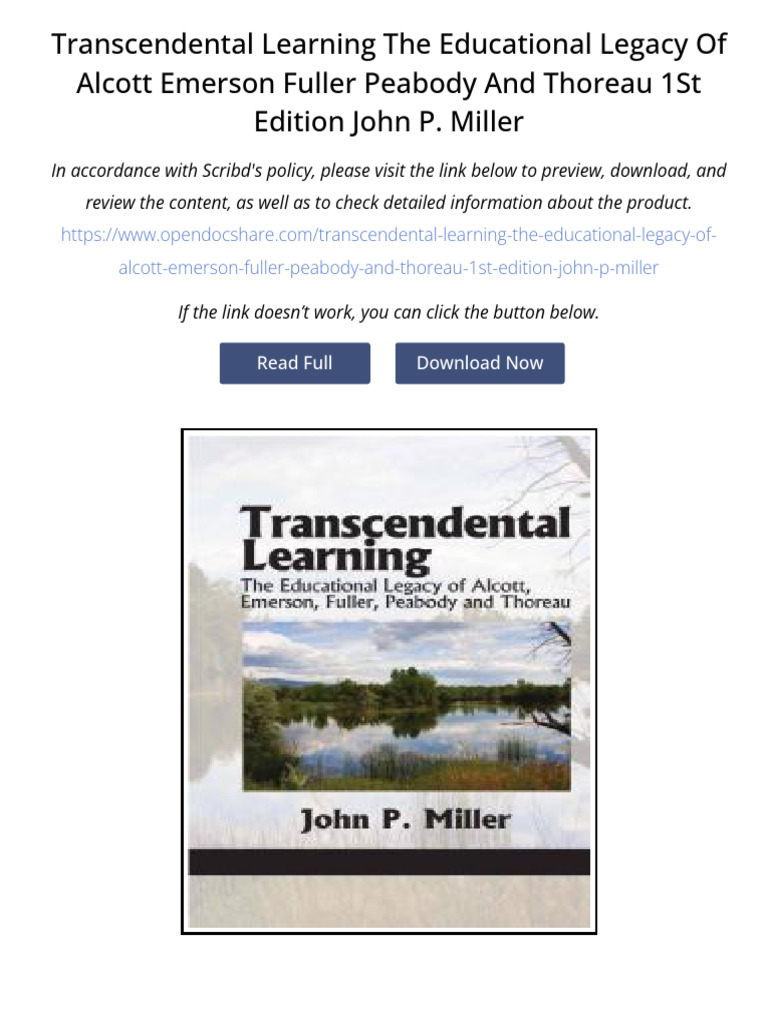 Transcendental Learning The Educational Legacy of Alcott Emerson Fuller ...