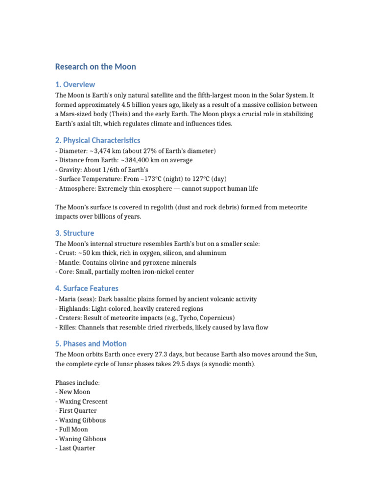 Research on the Moon | PDF | Moon | Earth