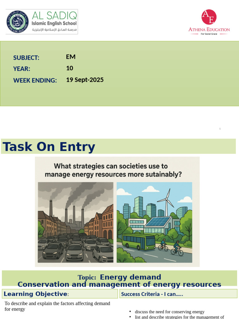 Energy Demand and Resource Management | PDF | Energy Conservation ...