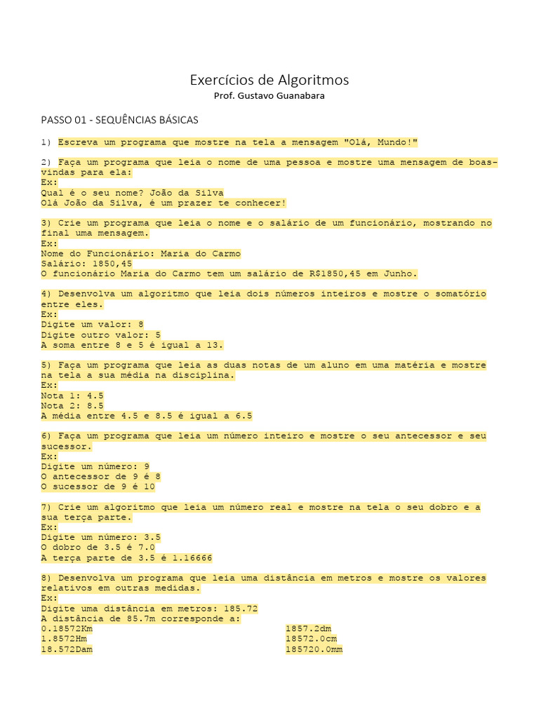 exercicios-algoritmos | PDF | Índice de massa corporal | Triângulo