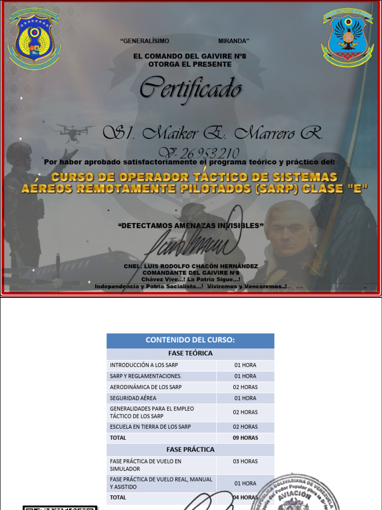 Certificado Curso Dron Marrero Rivero | PDF