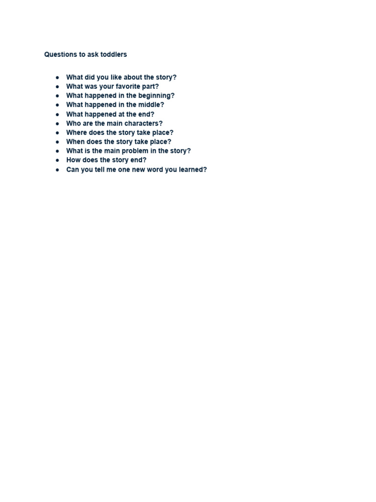 Questions to Ask Toddlers | PDF