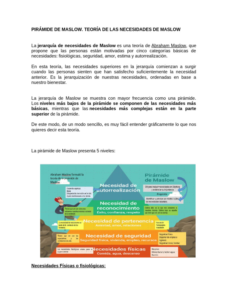 PIRÁMIDE DE MASLOW (COACHING) | PDF | Sicología | Ciencias del ...
