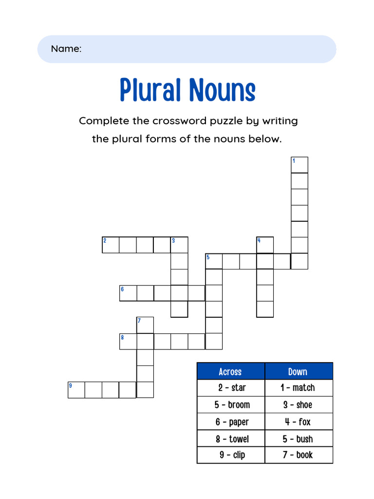 Blue Simple Plural Nouns Illustrative English Worksheet PDF | PDF