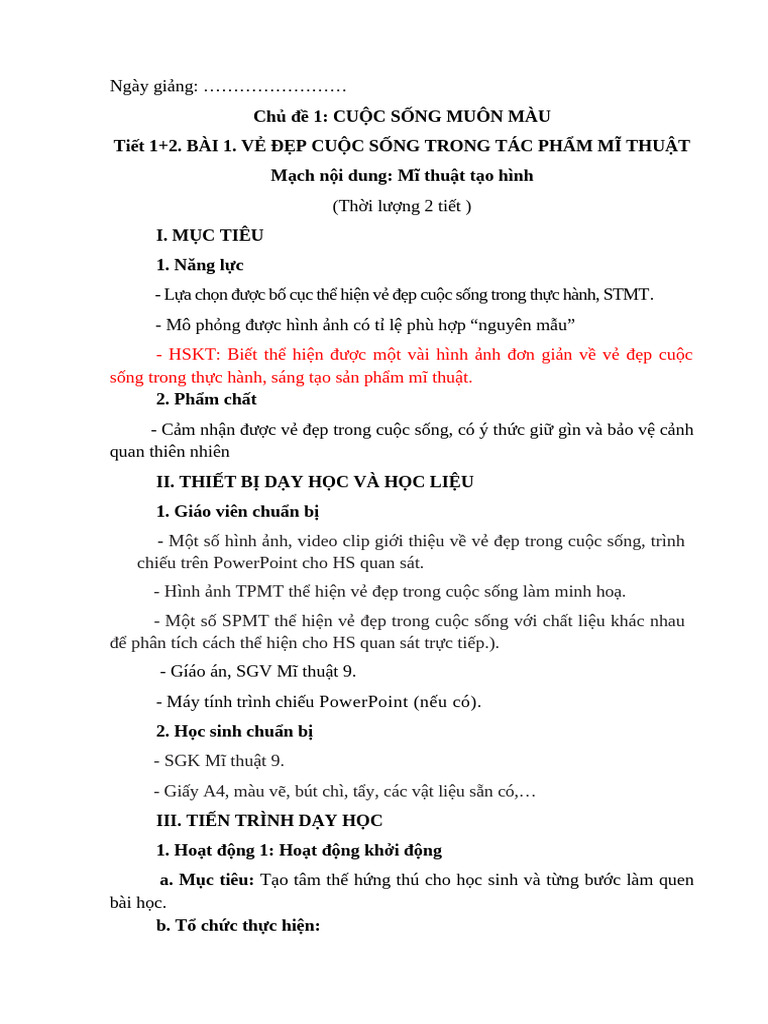 Mi Thuat 9 CA Nam Ket Noi Tri Thuc Voi Cuoc Song | PDF