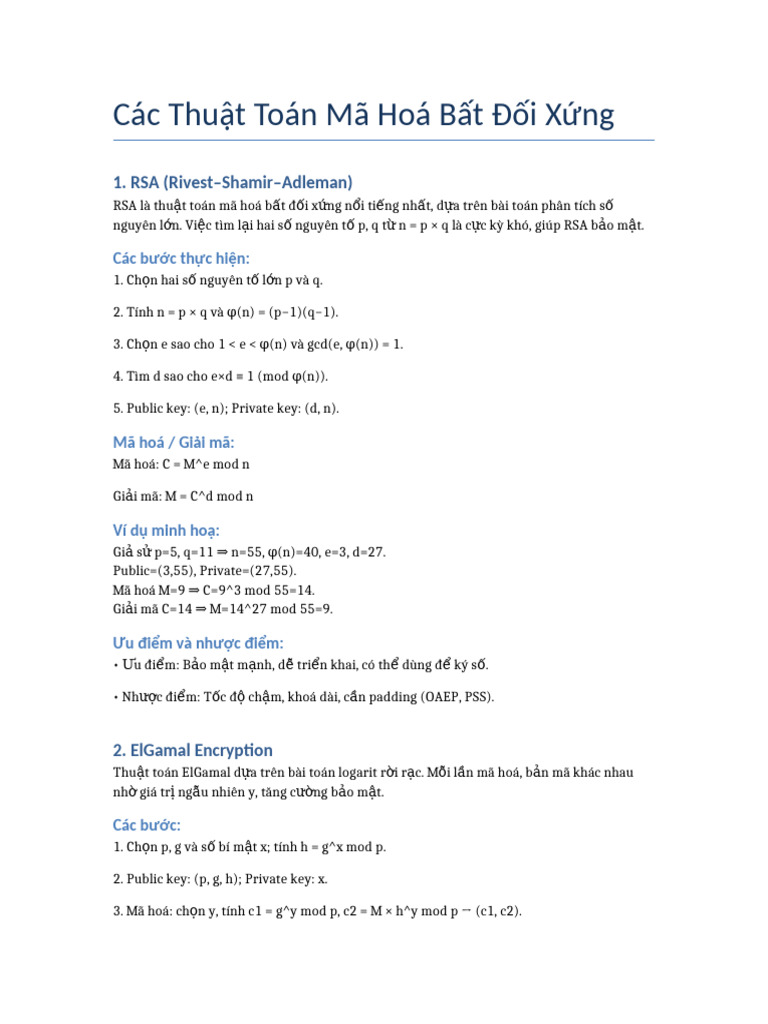 Cac Thuat Toan Ma Hoa Bat Doi Xung | PDF