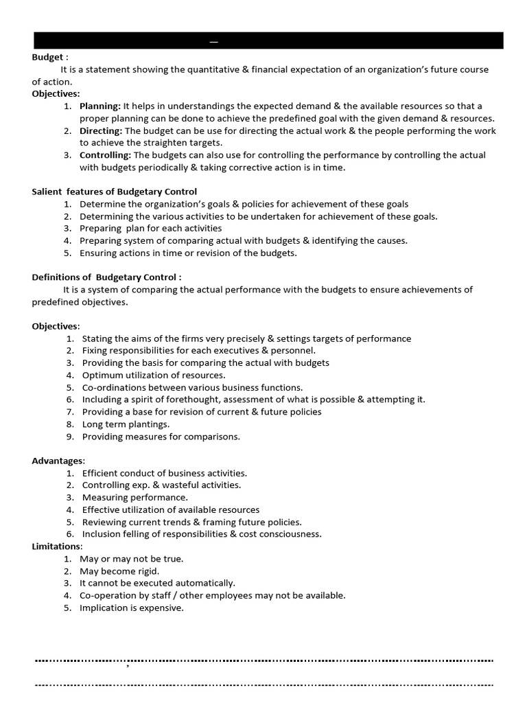 Understanding Budgetary Control Essentials | PDF | Budget | Business