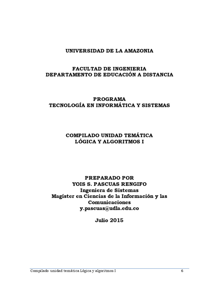 01. Problemas y Algoritmos Autor Luis E. Vargas Azcona | PDF ...