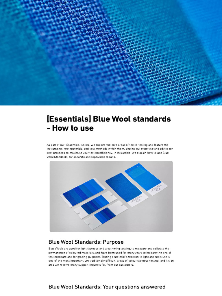 Blue Wool Standards for Textile Testing | PDF | Dyeing | Film Speed