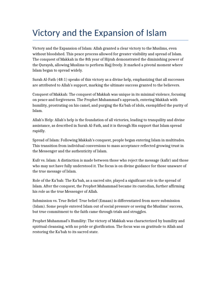 Victory and Expansion of Islam | PDF