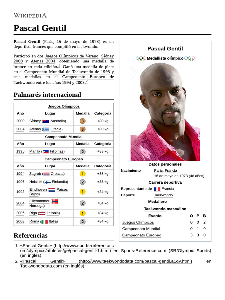 Pascal Gentil: Medallista Olímpico en Taekwondo | PDF