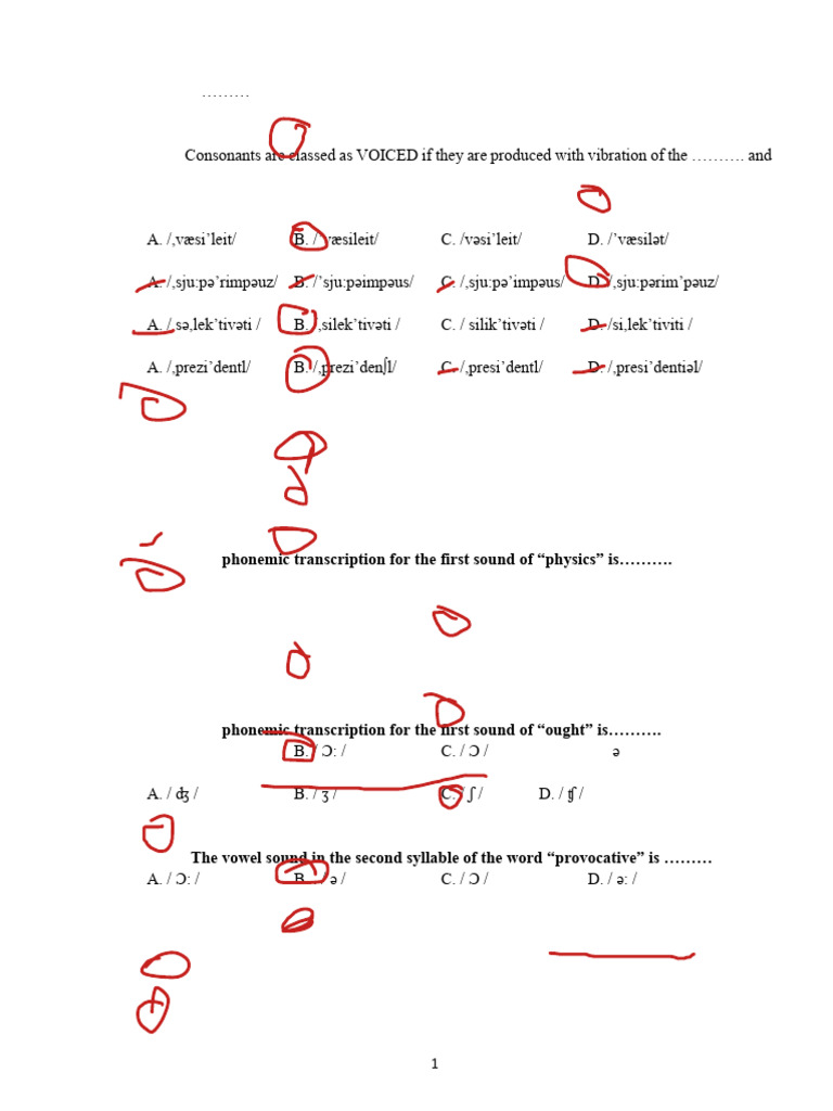 Multiple Choice Questions (Unit 1-2-3!4!20.5) | PDF | Consonant | Phonetics