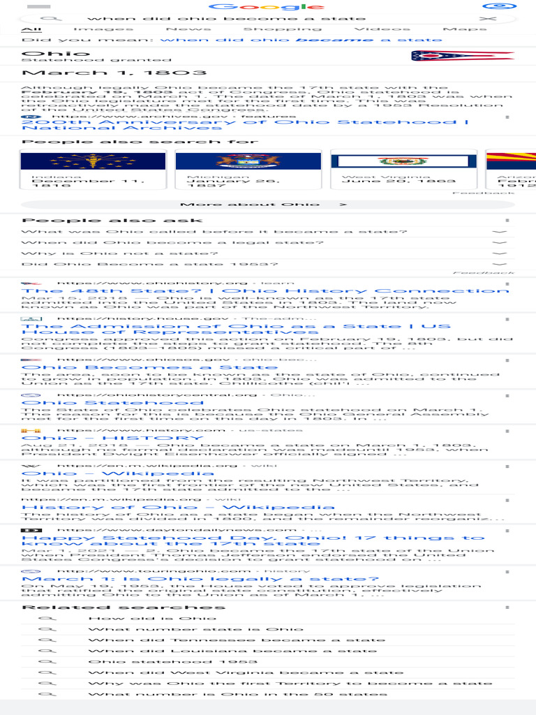when did ohio become a state - Google Search | PDF | Ohio | U.S. State