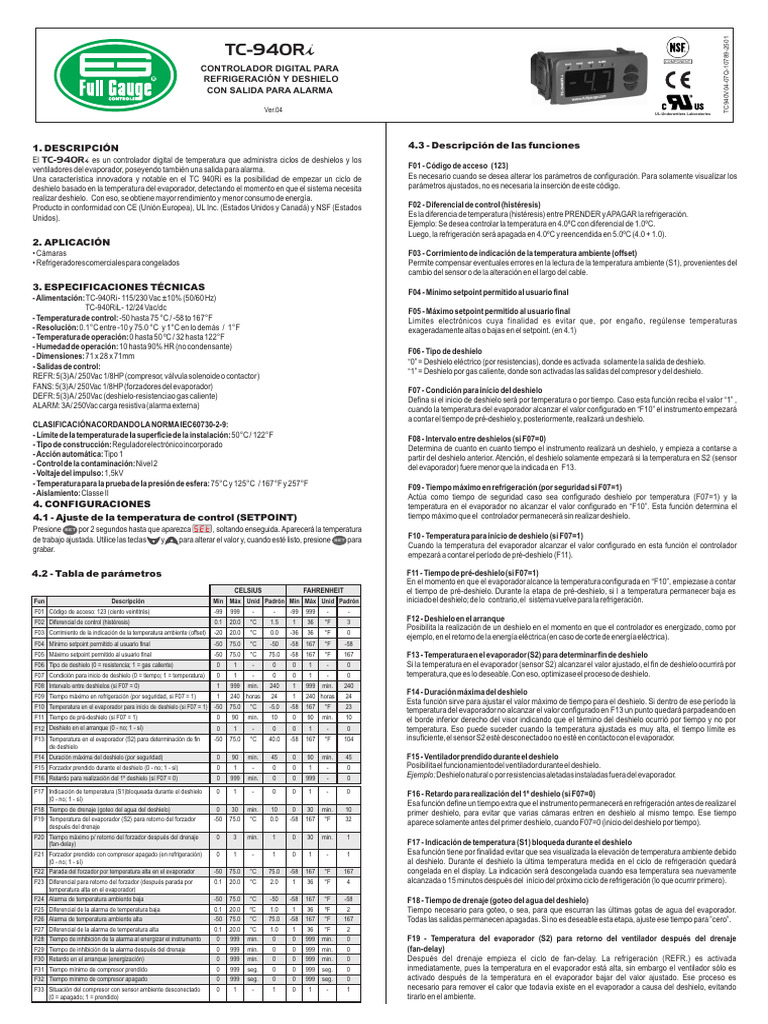 manual_502_968 | PDF | Refrigeración | Temperatura