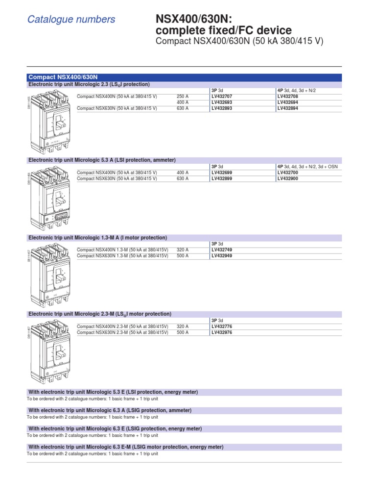 Compact NSX 630N Catalogue Overview | PDF
