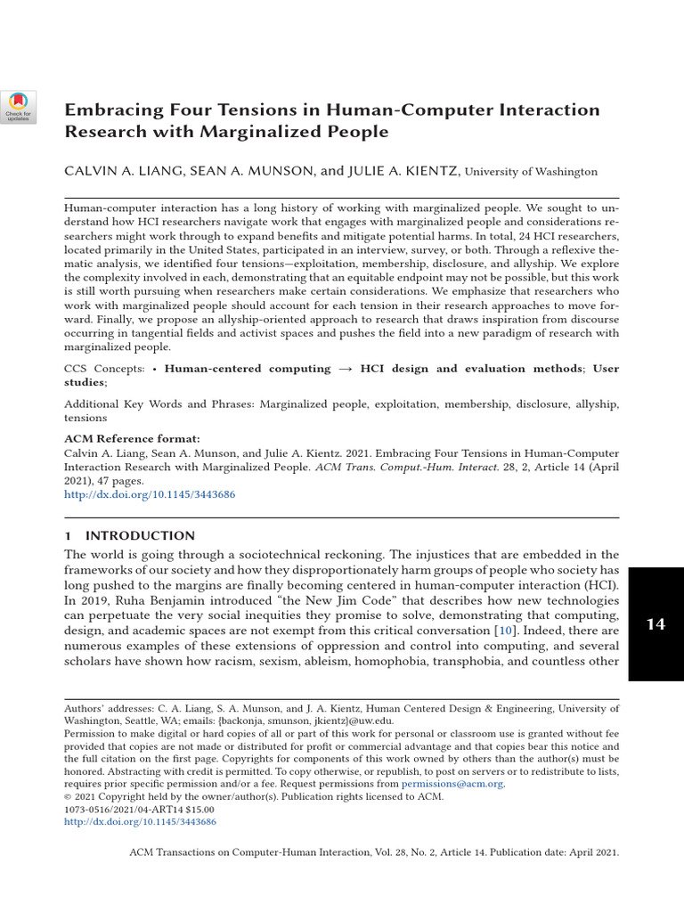 Embracing Four Tensions in Human-Computer Interaction | PDF ...