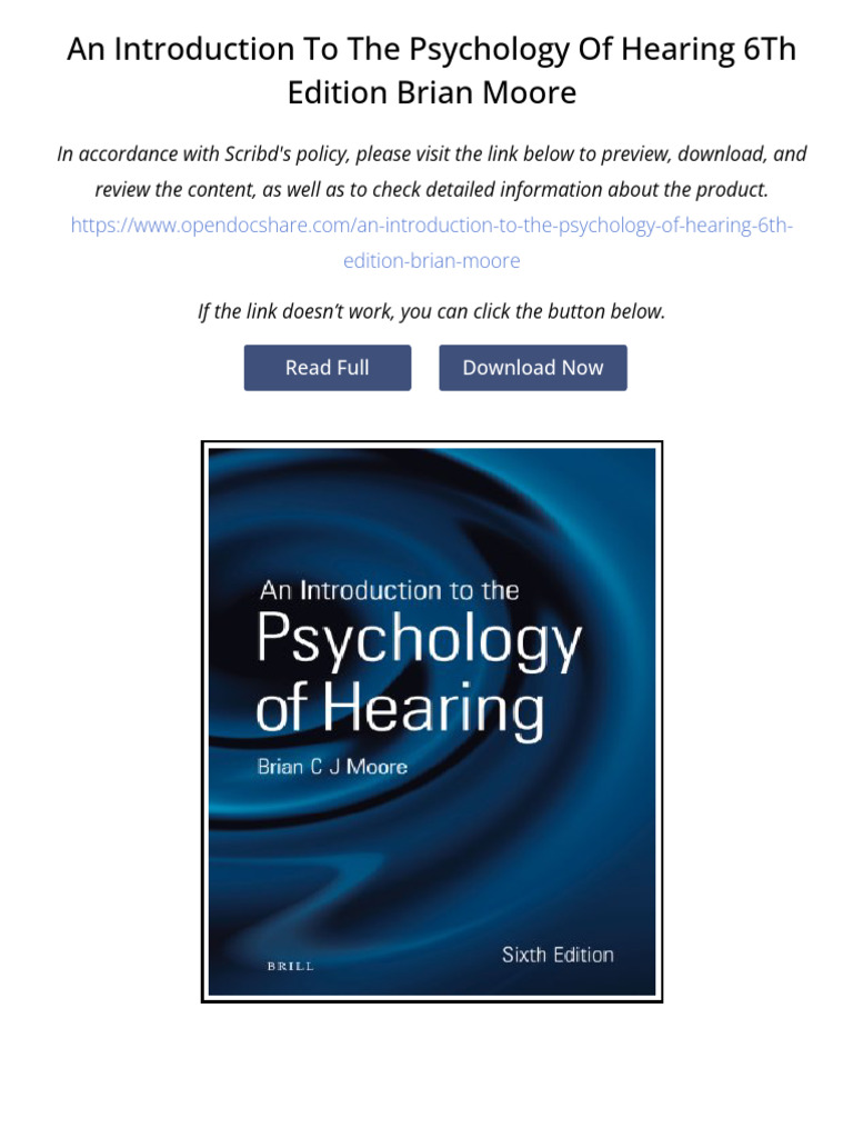 An Introduction to the Psychology of Hearing 6th Edition Brian Moore ...