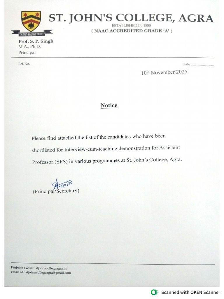 SFS Shortlisted Candidates For Interview | PDF