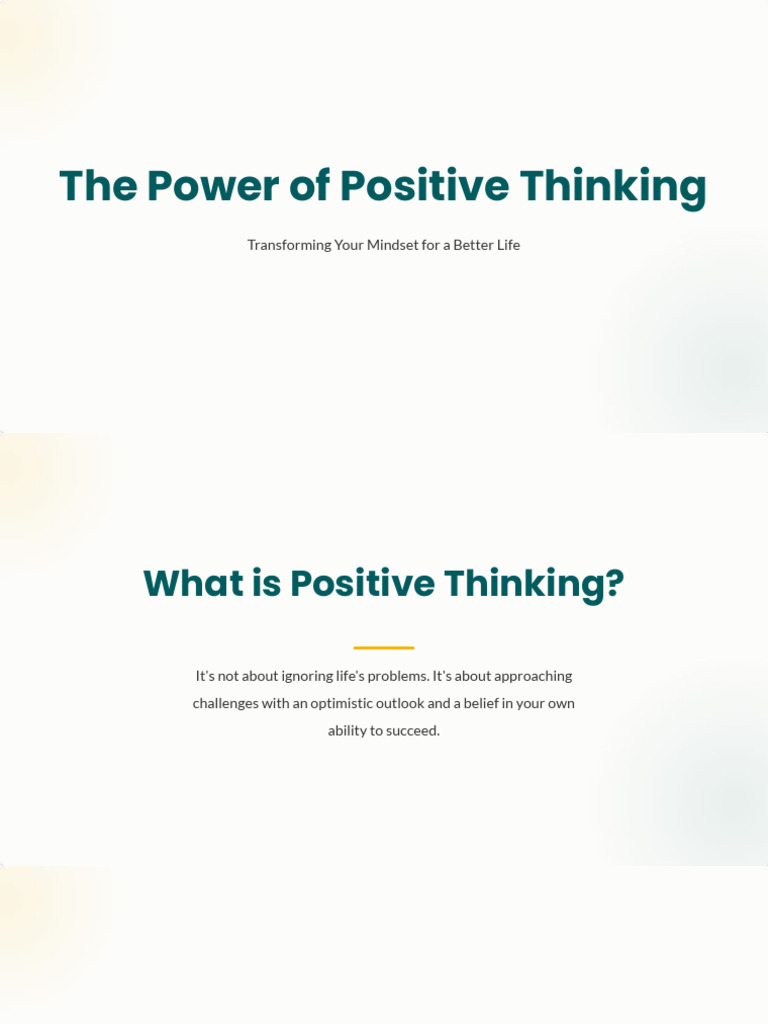 The Power of Positive Thinking | PDF | Optimism | Thought