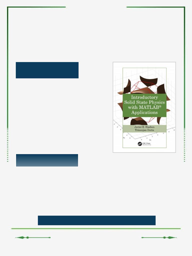 Introductory Solid State Physics with MATLAB Applications 1st Edition Javier E. Hasbun (Author ...