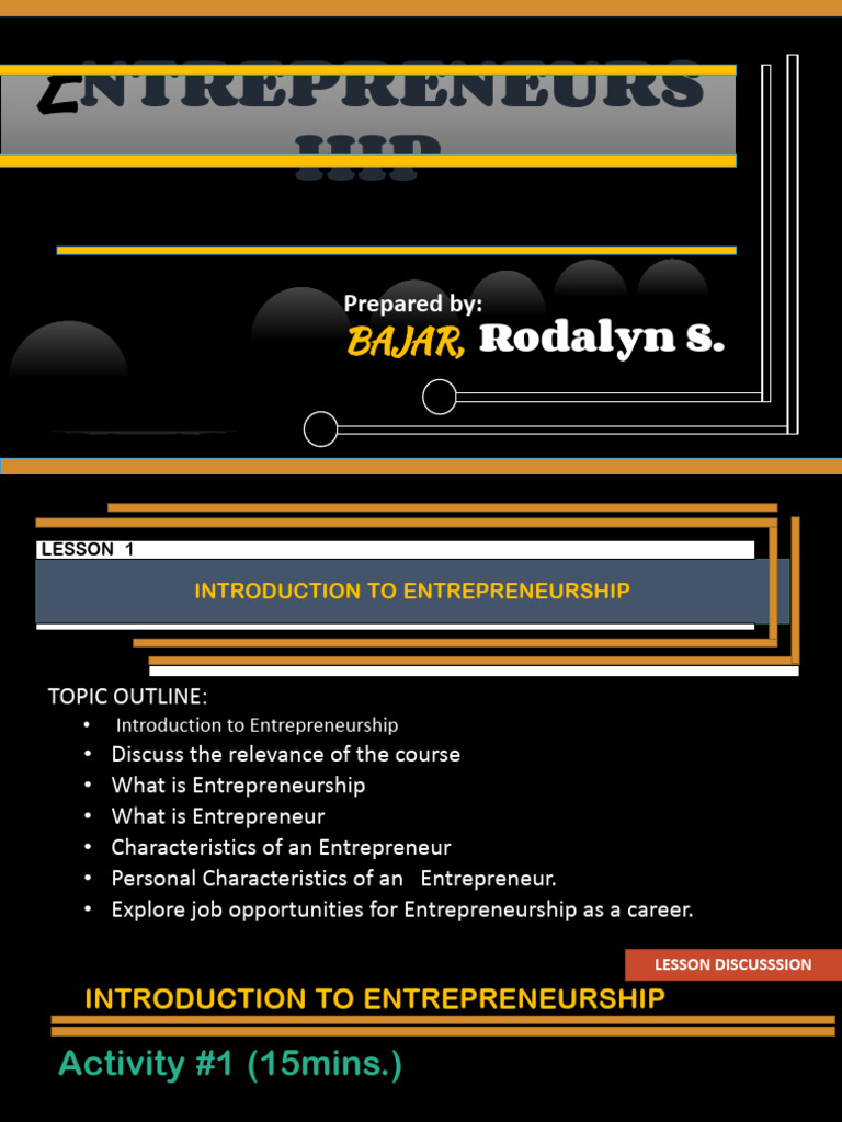 Introduction to Entrepreneurship Basics | PDF | Entrepreneurship ...