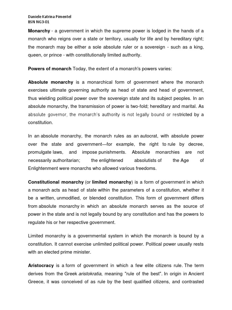 Government | PDF | Monarchy | Absolute Monarchy