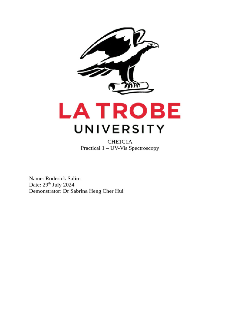 Lab Report 1 for CHE1C1A | PDF | Ultraviolet–Visible Spectroscopy ...
