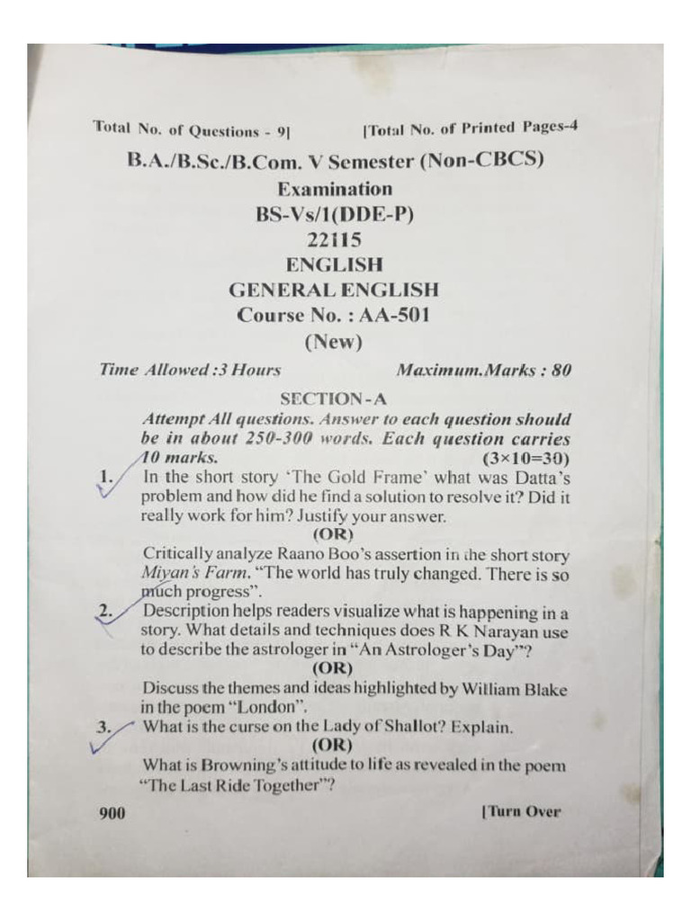 English Pyq Sem 5 | PDF