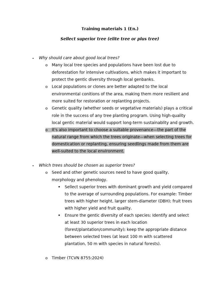 Training Material 1 Select Superior Trees En | PDF | Trees | Agriculture