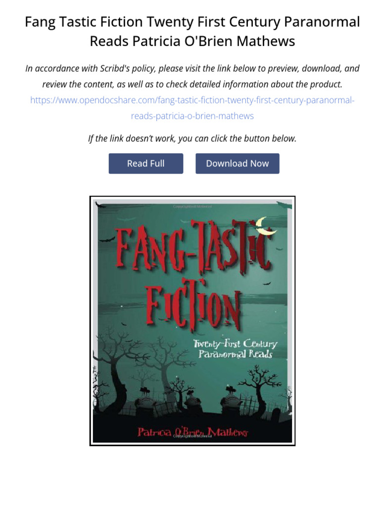 Fang Tastic Fiction Twenty First Century Paranormal Reads Patricia O ...