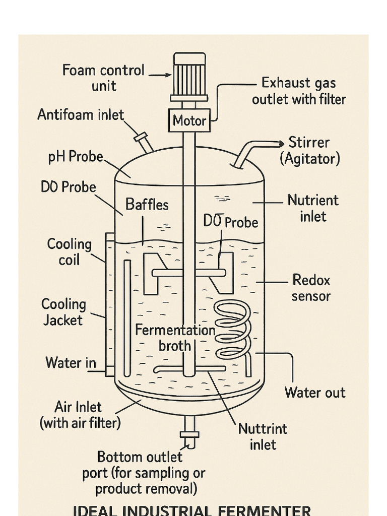 Corrected Industrial Fermenter Diagram | PDF