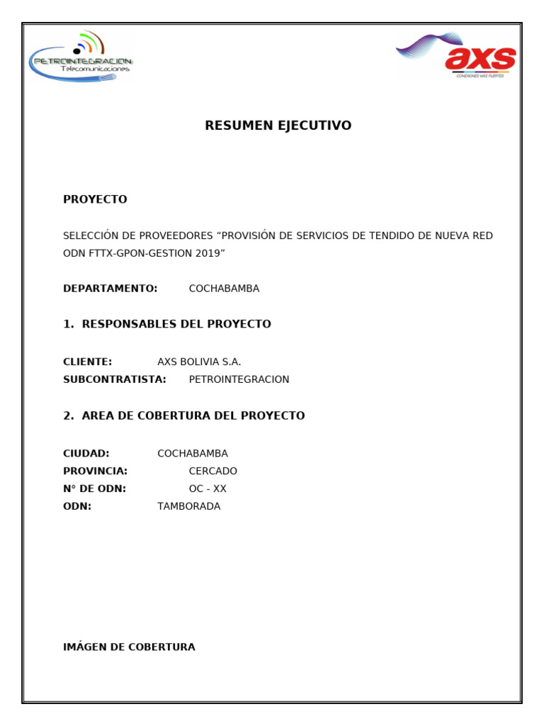 Proyecto Red ODN FTTX en Cochabamba | PDF | Telecomunicaciones