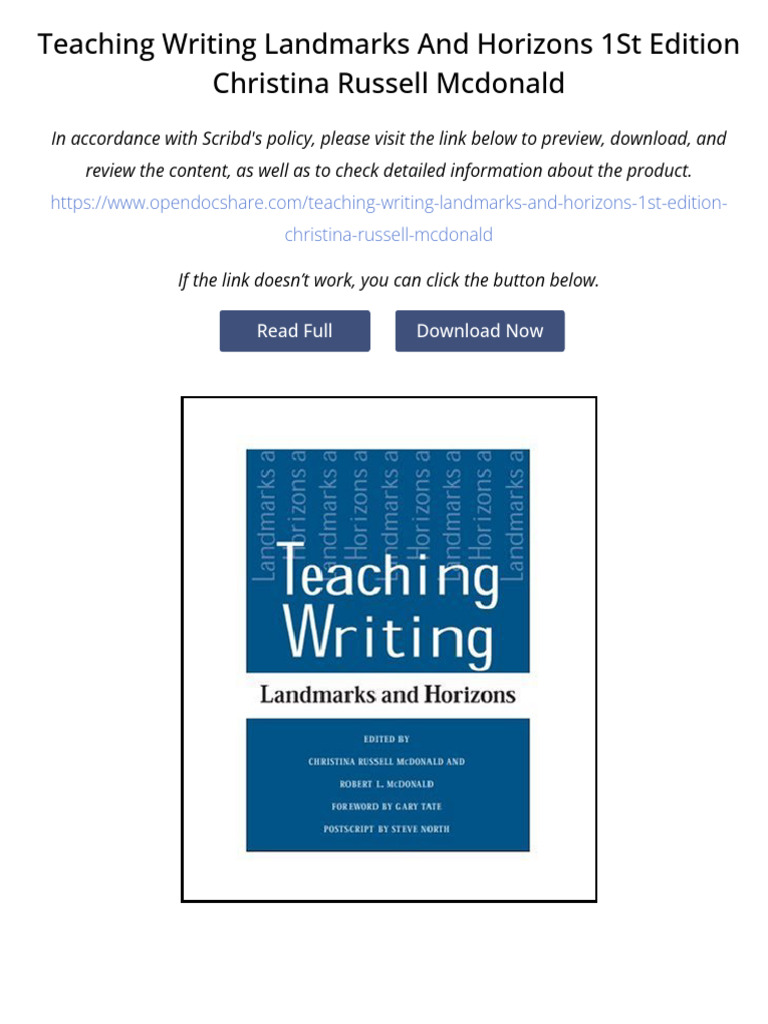 Teaching Writing Landmarks and Horizons 1st Edition Christina Russell ...