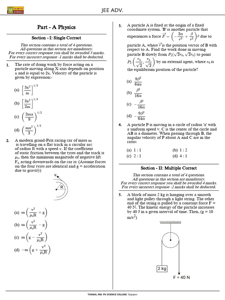 Jee Adv Testpaper 1759979277 | PDF | Rotation Around A Fixed Axis | Force