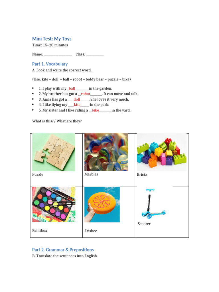 Mini Test My Toys | PDF