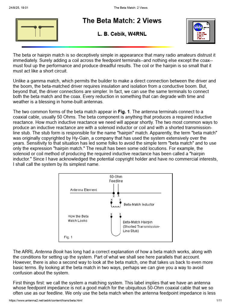 The Beta Match_ 2 Views | PDF | Electrical Impedance | Antenna (Radio)