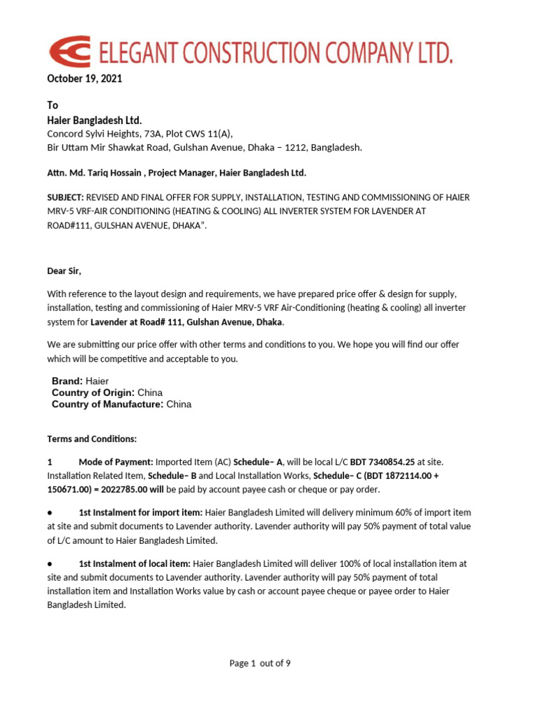 Haier MRV5 Work Order - Final-19!10!2021 (V. 2) | PDF | Air ...