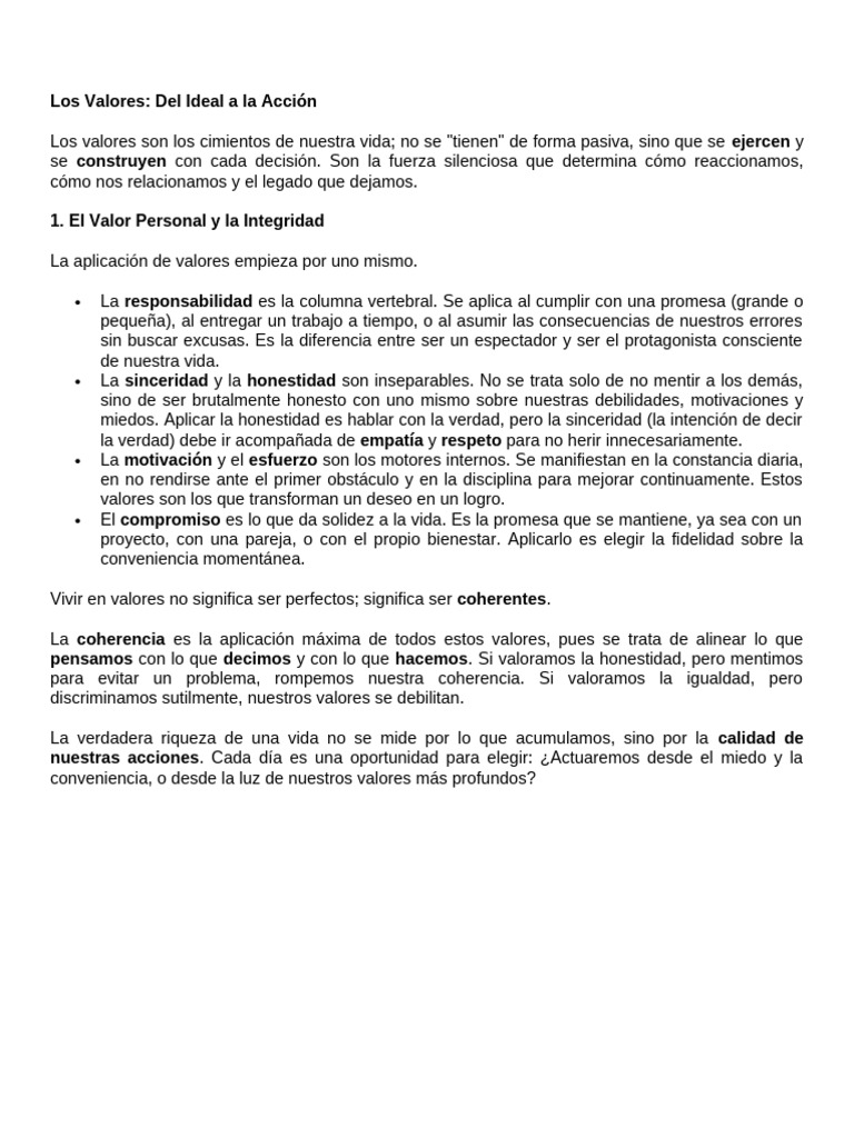 Reflexion de Los Valores | PDF