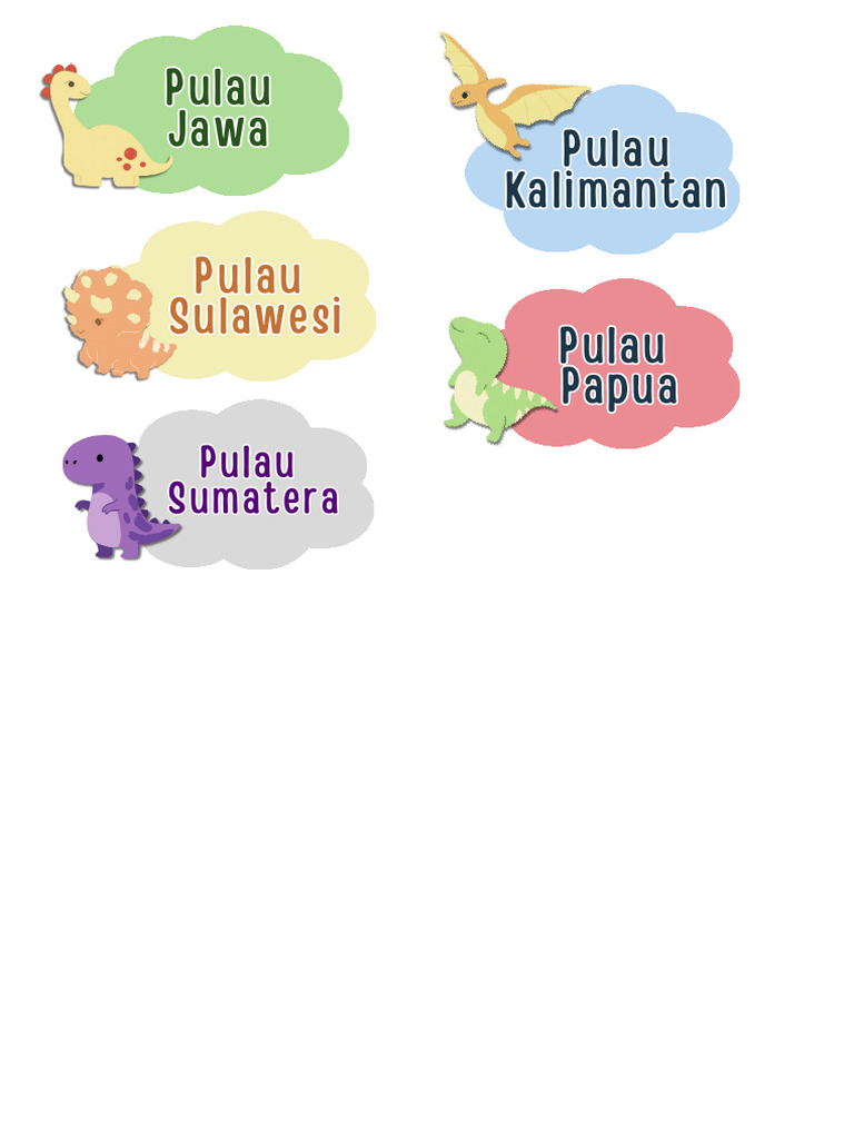 Warna Warni Lucu Label Nama Dinosaurus Dokumen A4 | PDF