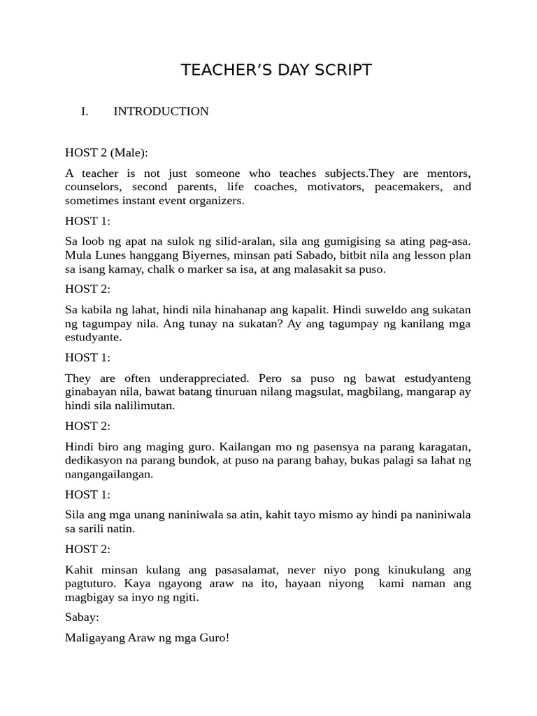 Script-for-Teachers-Day-Celebration | PDF