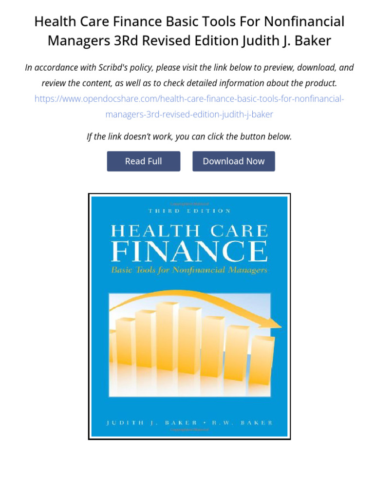 Health Care Finance Basic Tools for Nonfinancial Managers 3rd Revised ...