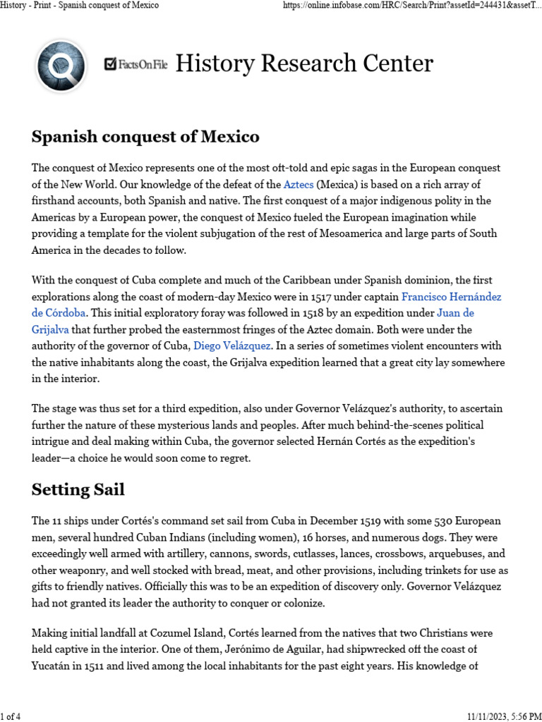 Spanish Conquest of Mexico Overview | PDF | Hernán Cortés | Indigenous ...